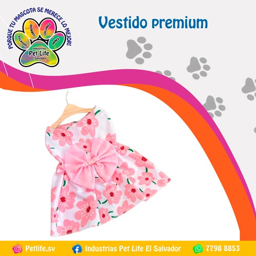 Vestido Premium con Chonga Rosado – Pet Life El Salvador